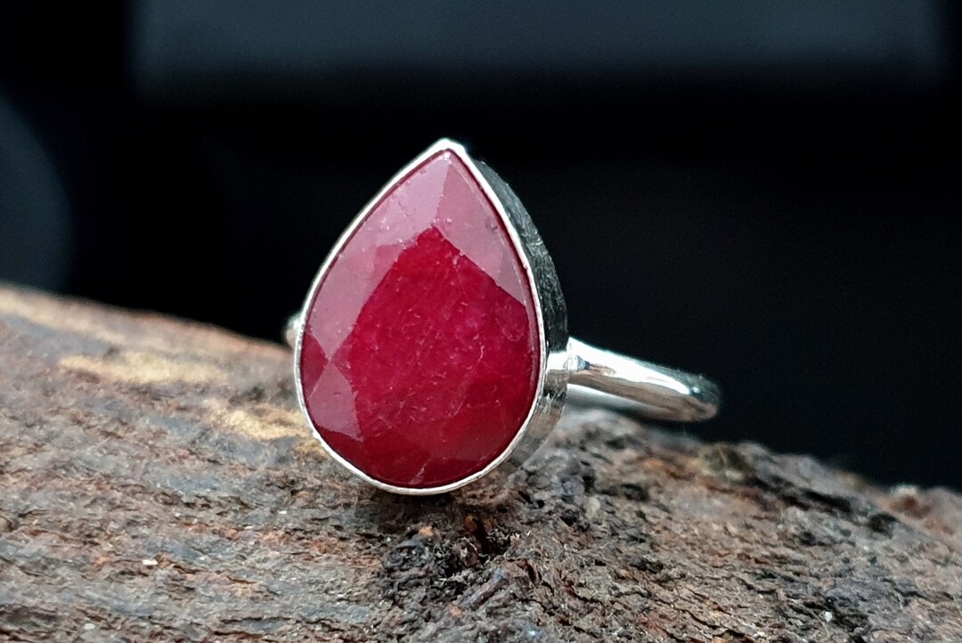 Natural Red Ruby Ring, 925 Solid Silver Ring, Gemstone Ring, Handmade ...