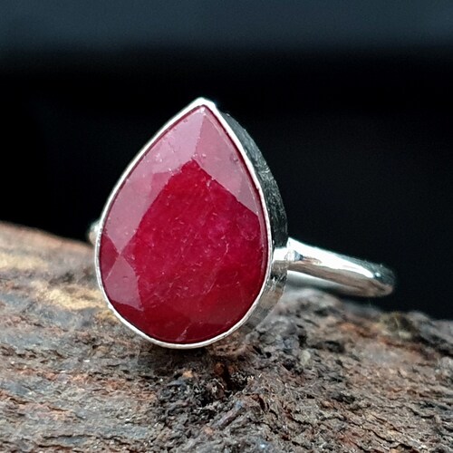 Natural Red Ruby Ring 925 Solid Silver Ring Gemstone Ring - Etsy