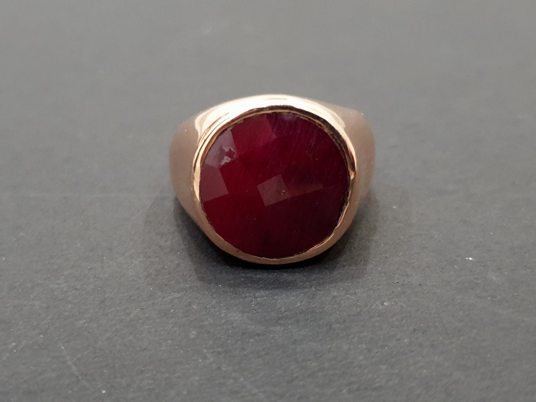 Ruby Ring, 925 Solid Sterling Silver Ring, Natural Brolite Cut Round ...