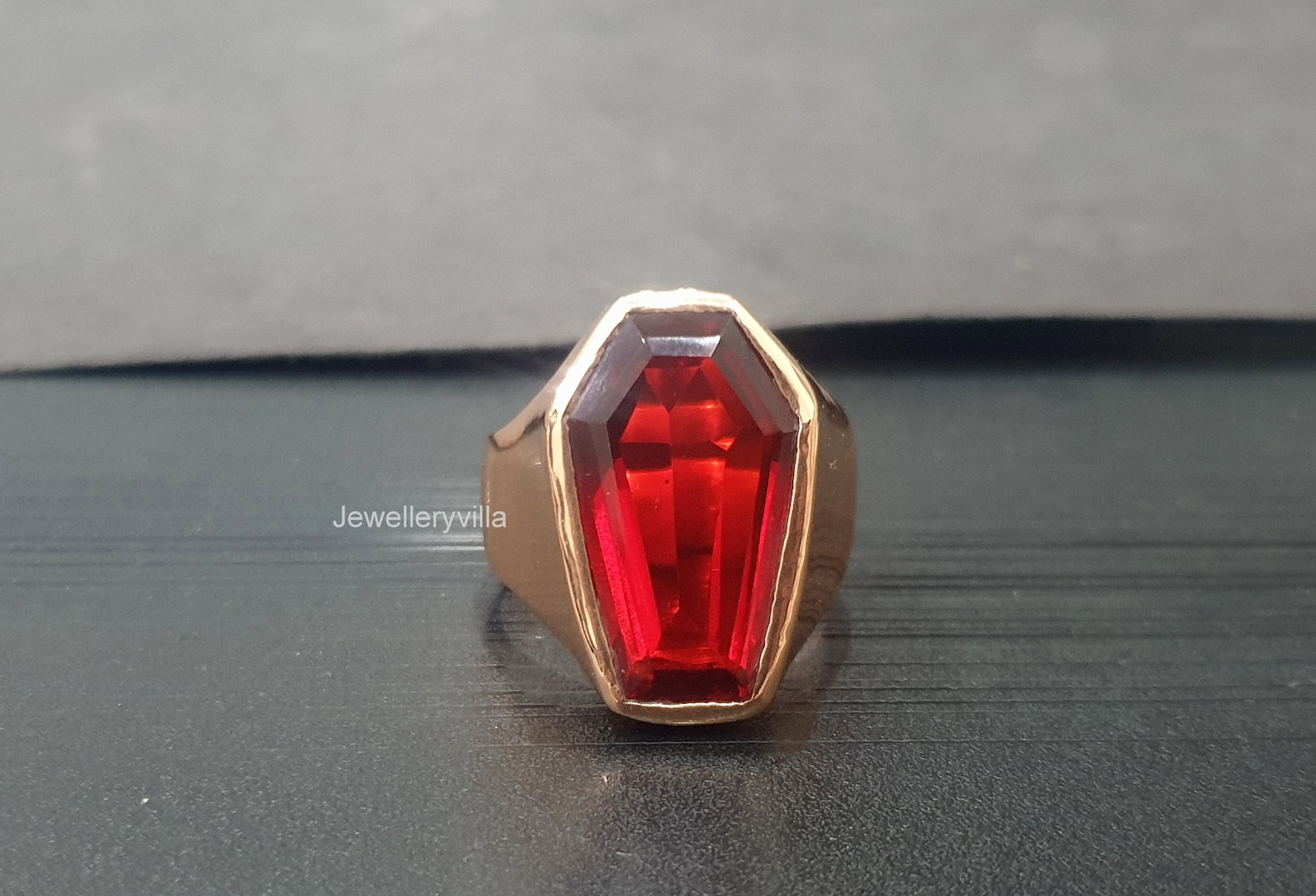 Red Garnet Ring, Coffin Shape Ring, 925 Solid Sterling Silver Ring ...