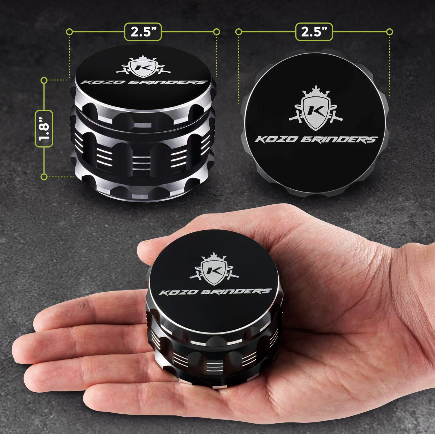 Kozo Best Herb Grinder [upgraded Version]. Weed Grinder With Kief Catcher Large 4 Piece, 2.5 ...