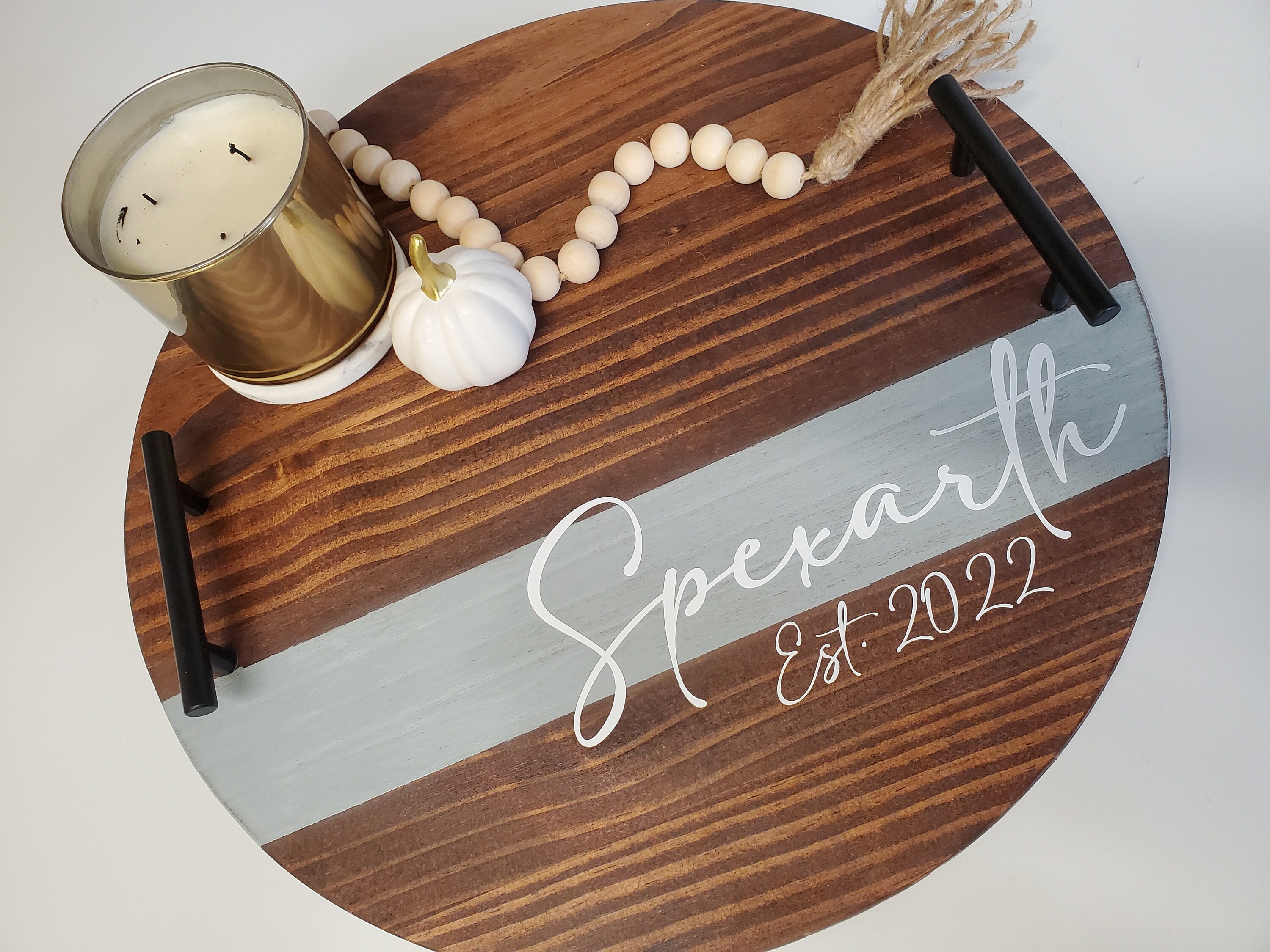 Lazy Susan Tray With Personalized Stripe Tray Turntable - Etsy