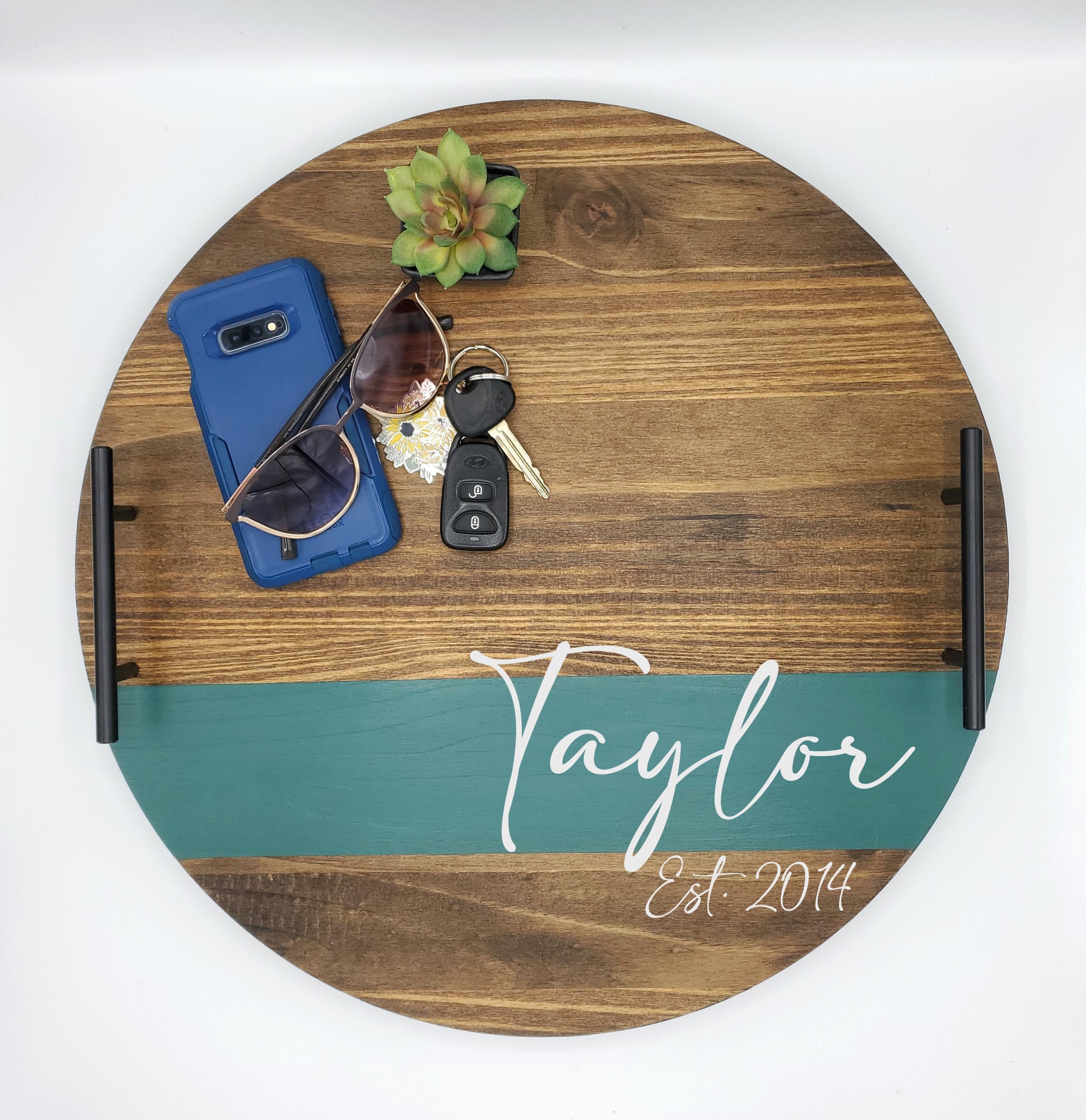 Lazy Susan Tray With Personalized Stripe Tray Turntable - Etsy