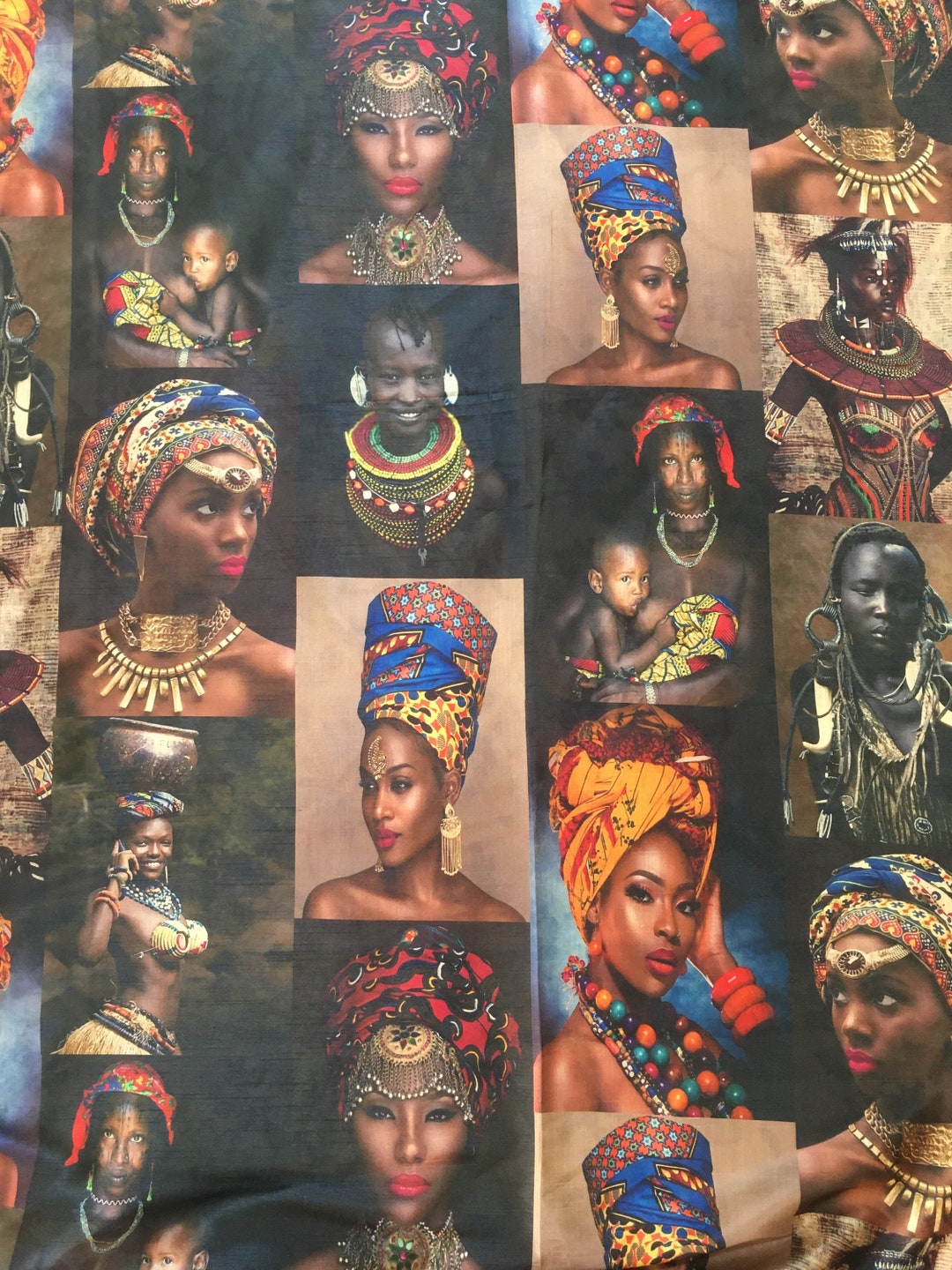 Faces of Africa Poly Silk Fabric - Etsy