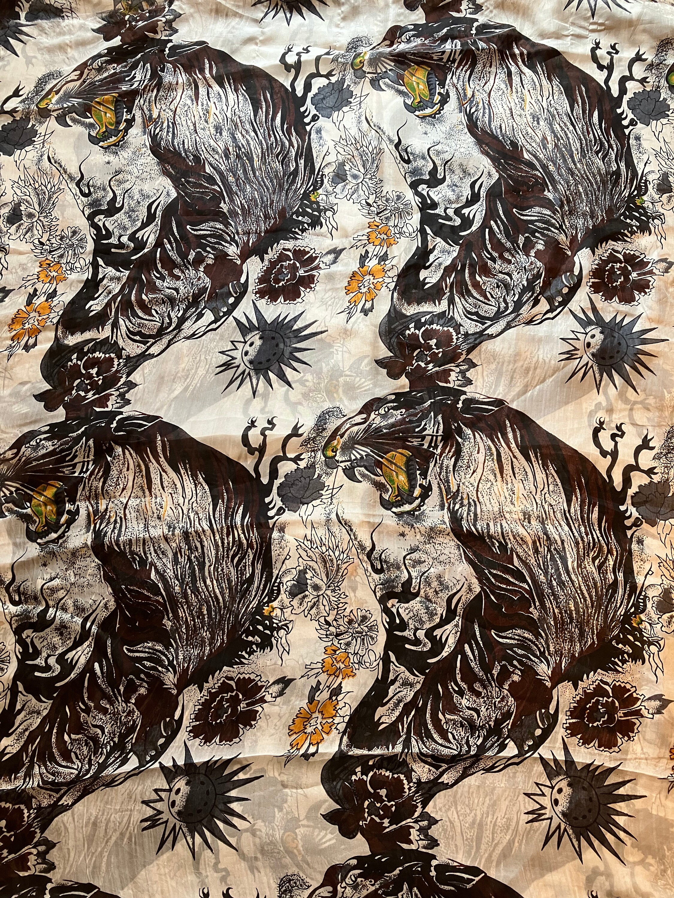 Tiger Print Pure Silk Fabric - Etsy