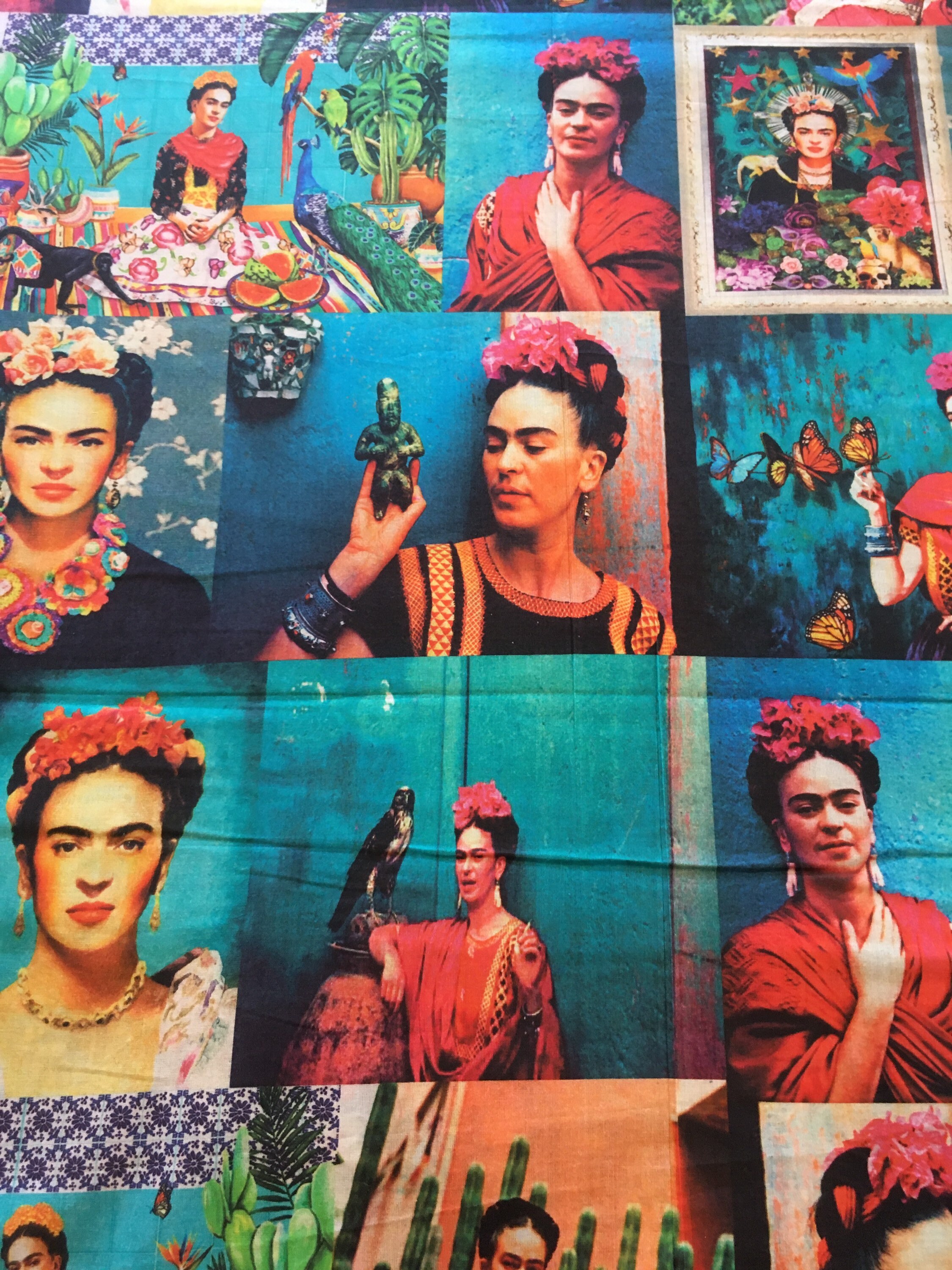 Frida Kahlo Teal Cotton Fabric - Etsy