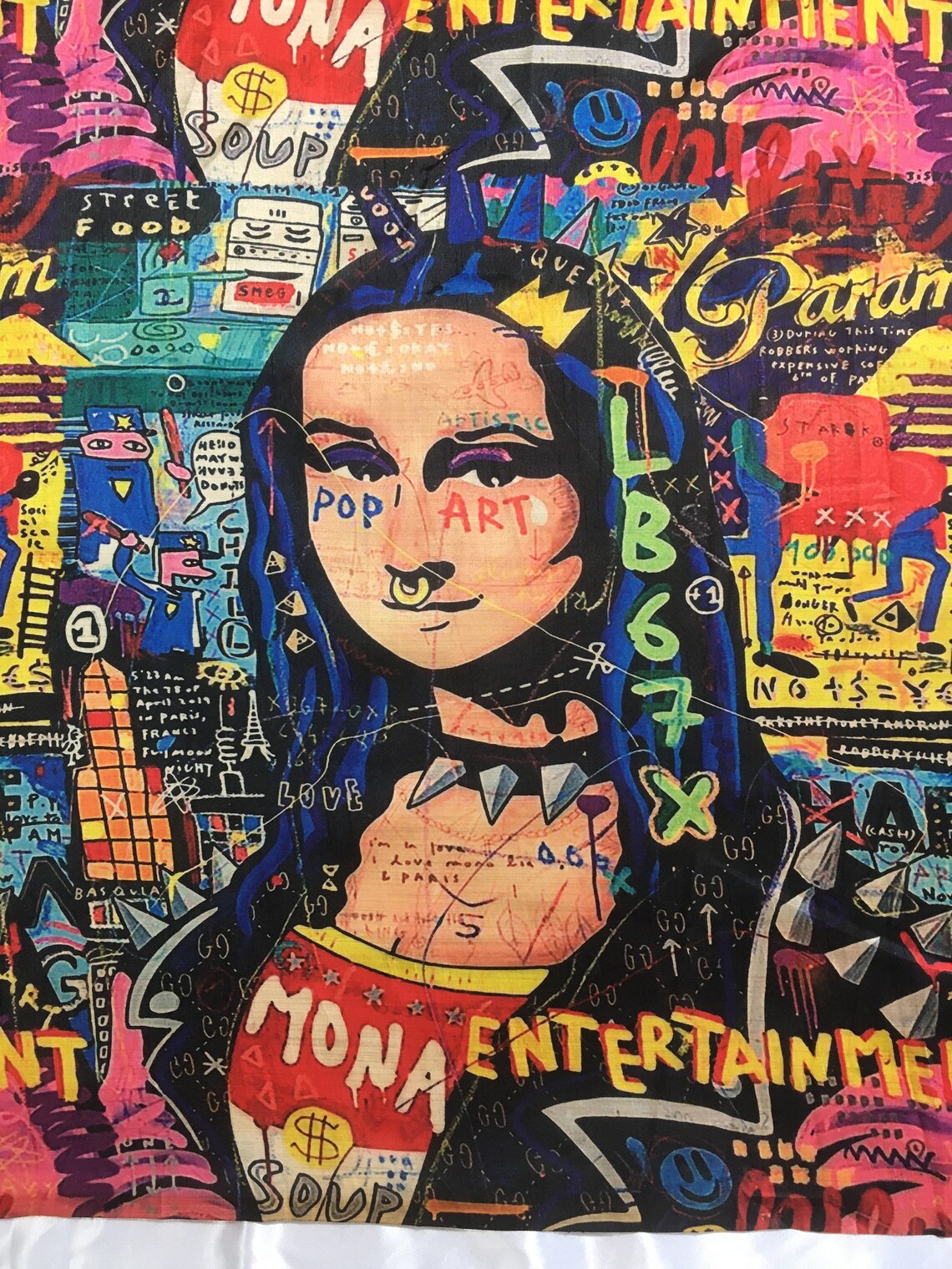 Mona Lisa Pop Art Poly Silk Fabric - Etsy