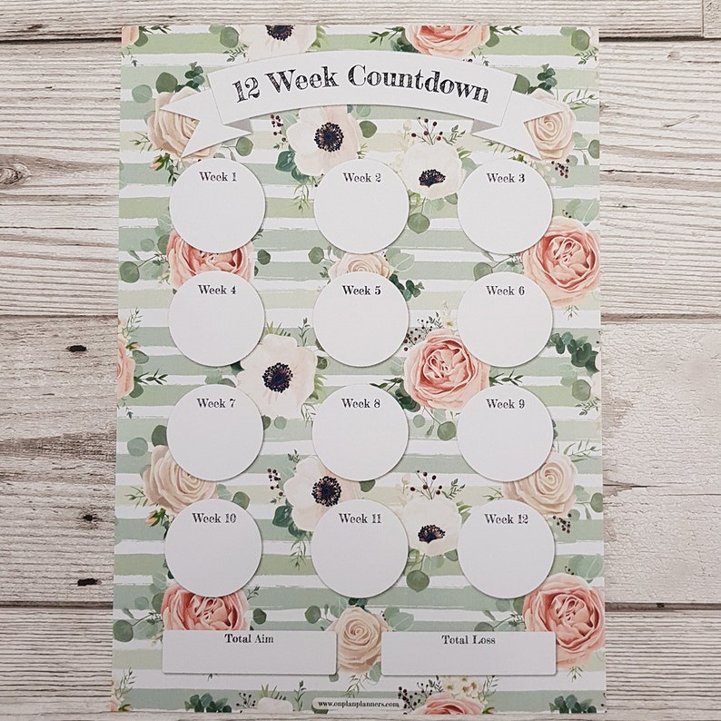 8 and 12 Week Countdown Countdown Sheets Weight Loss | Etsy UK