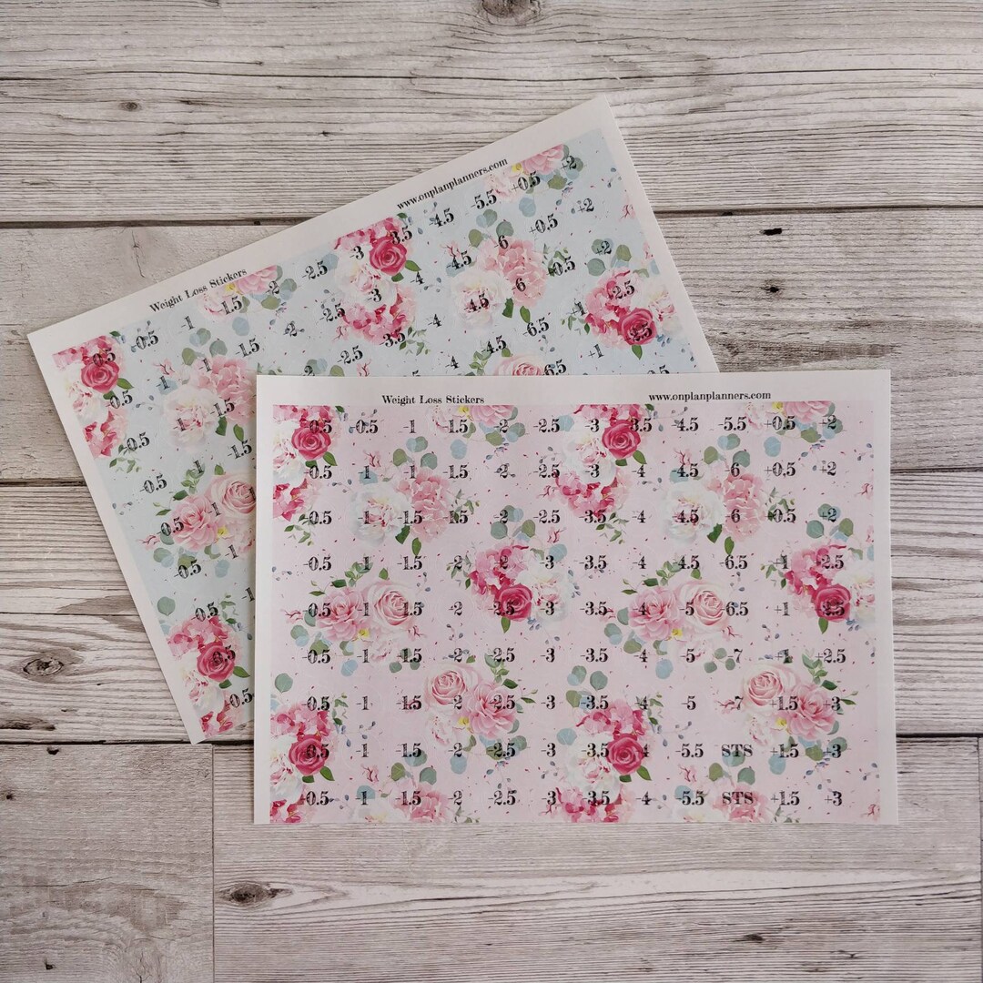 1/2 Lb Floral Weight Loss Stickers - Etsy