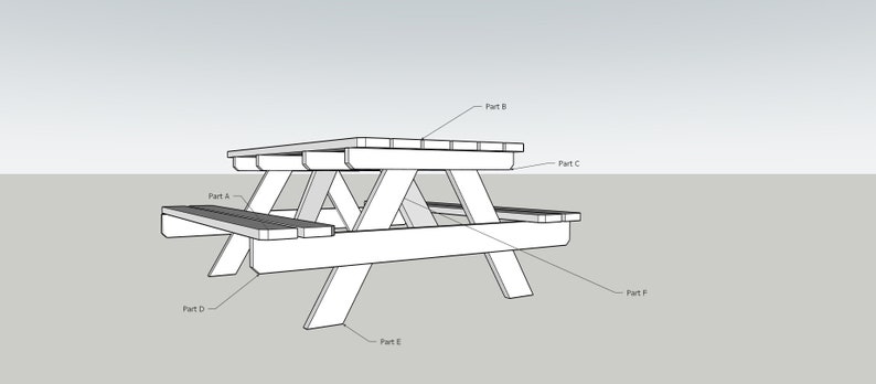 DIY Picnic Table Blue Print - Etsy