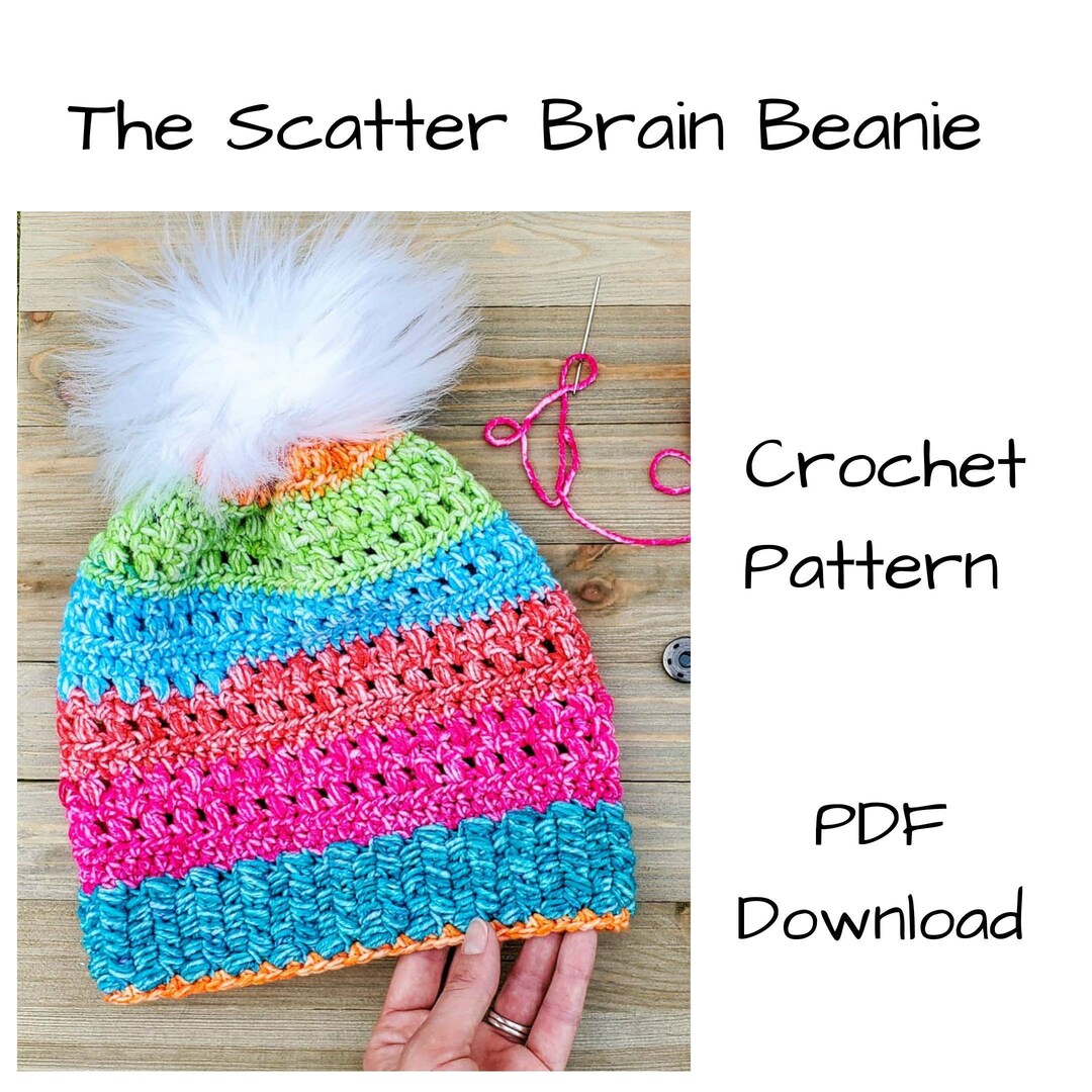 Scatter Brain Beanie Crochet Pattern: Slouchy Winter Hat (PDF Download) - Etsy