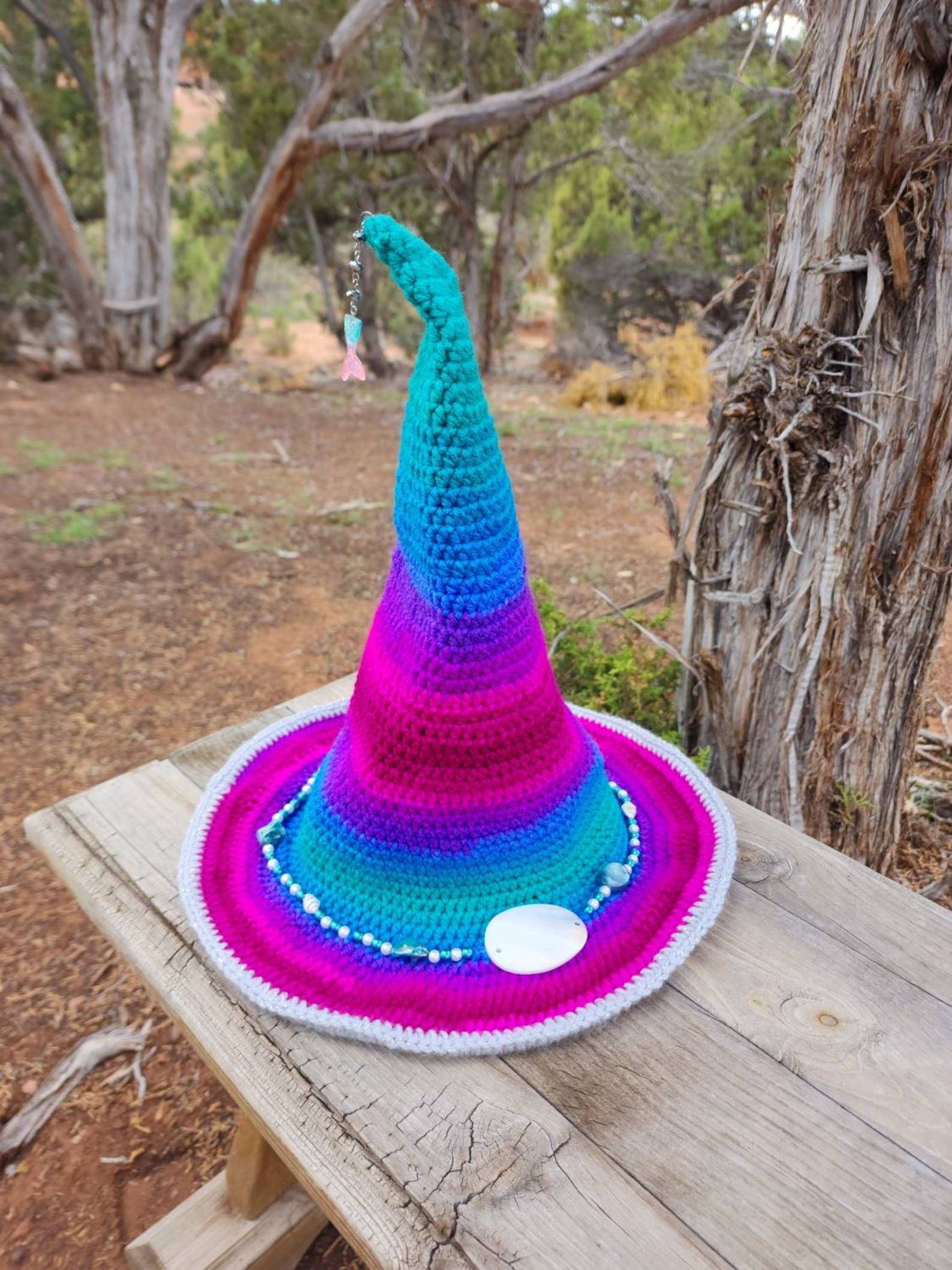 MERMAID Rainbow Floppy Witch Hat With Wire Brim, Witch Hat Costume ...