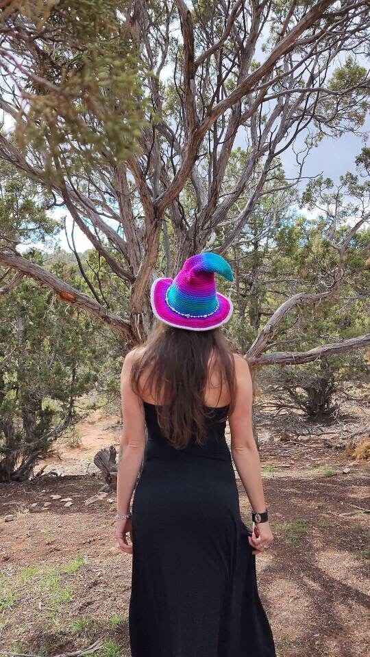 MERMAID Rainbow Floppy Witch Hat With Wire Brim, Witch Hat Costume ...