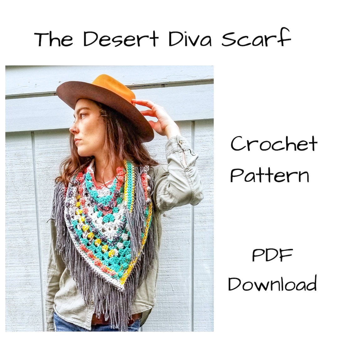 Desert Diva Crochet Scarf Pattern: Triangle Fringe (PDF Download) - Etsy