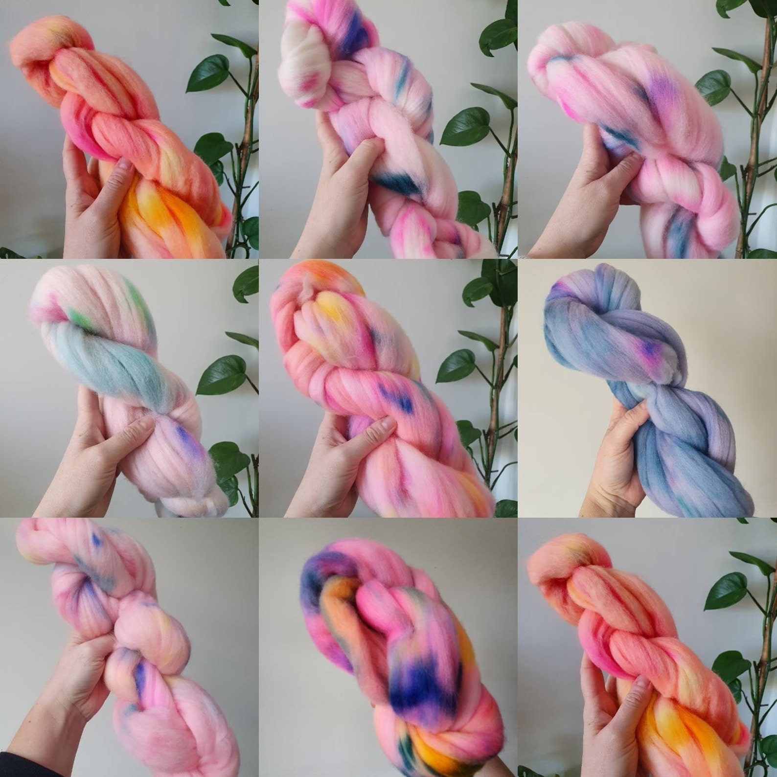 Neon yarn neon roving rainbow yarn bright merino roving | Etsy