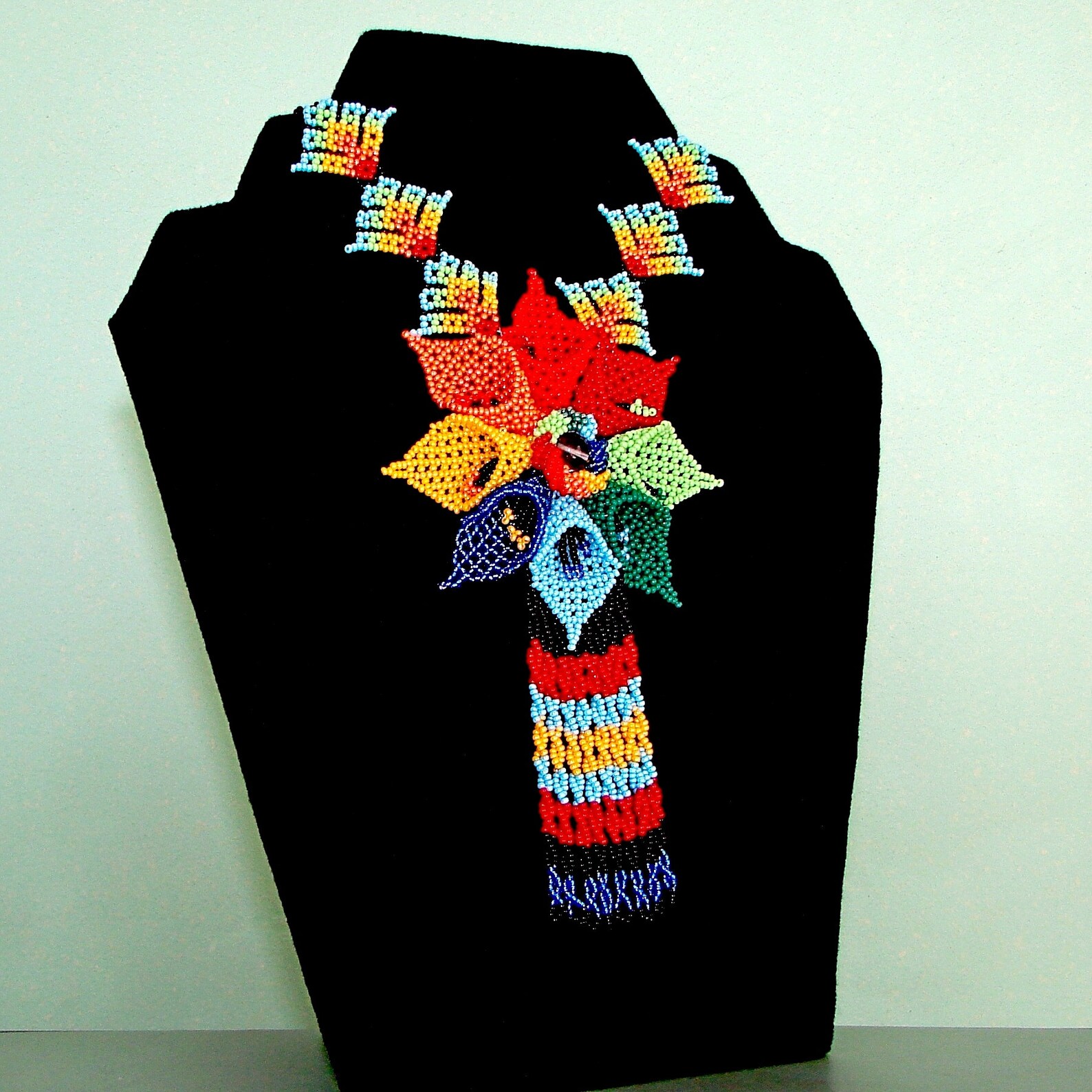 Huichol collar étnico indio collar mexicano joyería arco iris flor con ...