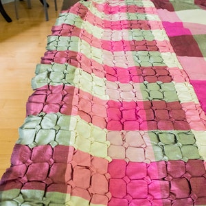 Silk Plaid and Smocking Bedspread and 2 Cushions - Etsy