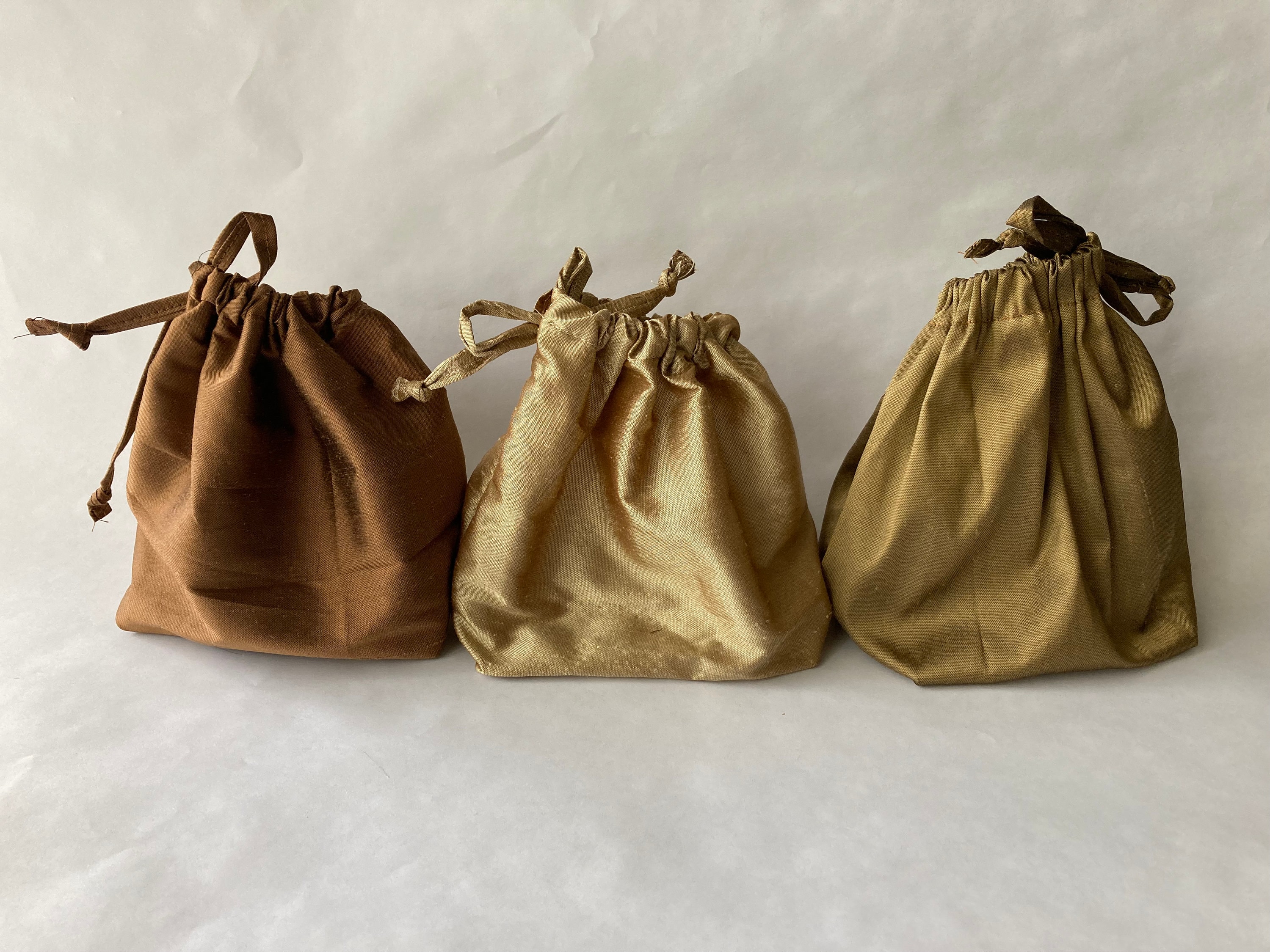 Pure Silk LARGE Drawstring Bags 5 Pc Set - Etsy