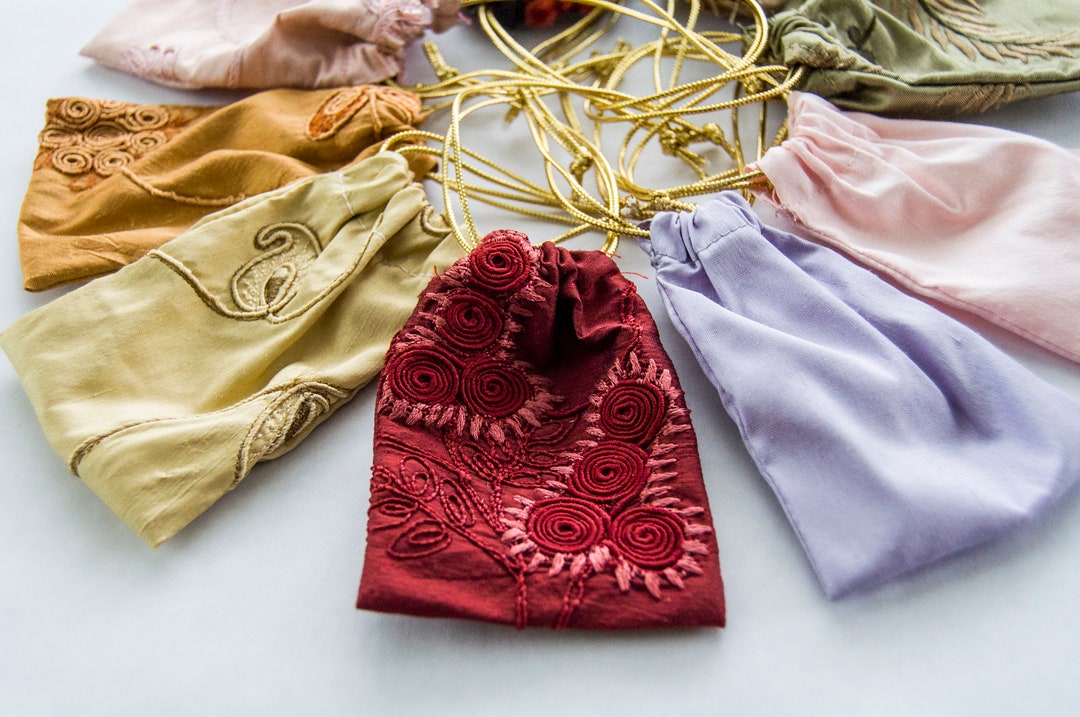 Pure Silk Mini Drawstring Bags 5 Pc Set - Etsy