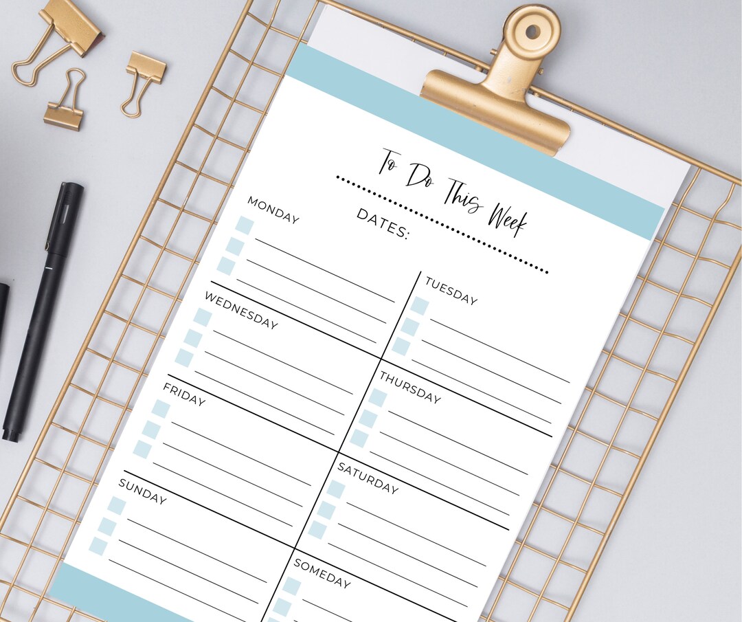 Weekly Planner Printable PDF | Light Blue - Etsy