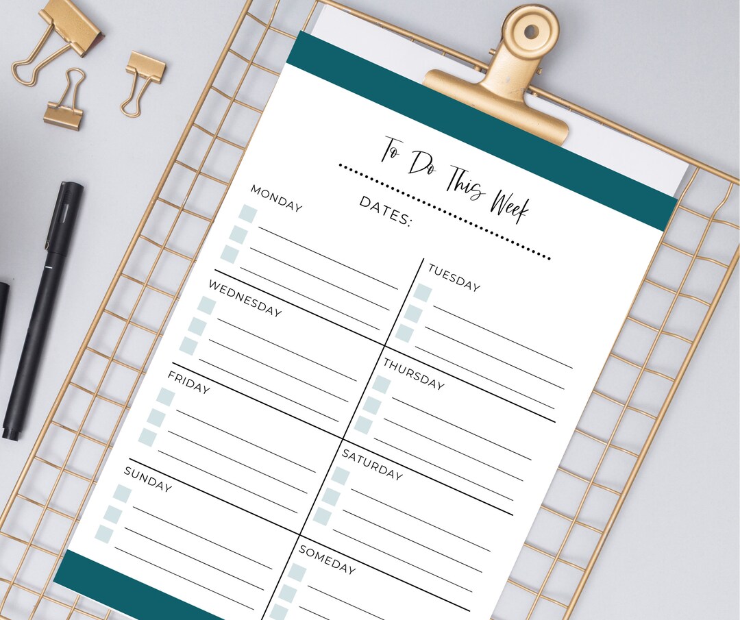 Weekly Planner Printable PDF | Dark Green - Etsy