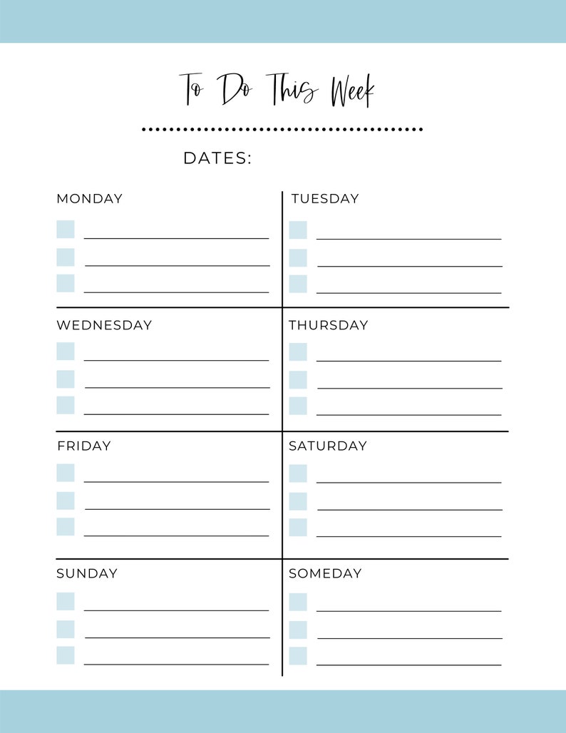 Weekly Planner Printable PDF | Light Blue - Etsy