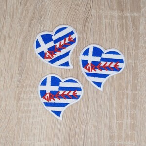Greek Flag Embroidered Heart Patch - Etsy