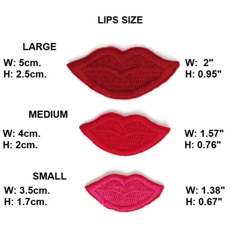 Embroidered dolls lips patches. | Etsy