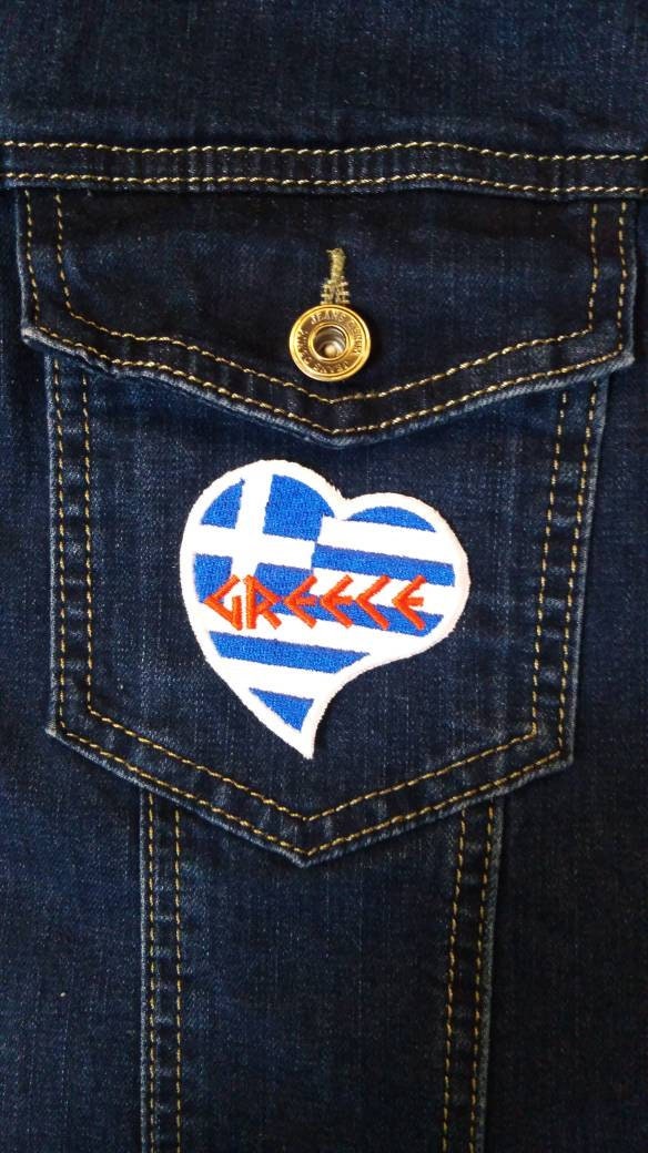 Greek Flag Embroidered Heart Patch - Etsy