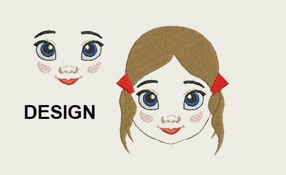 Embroidered Face for Rag Doll. - Etsy