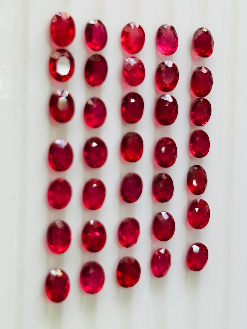 Oval-cut Ruby Gemstones: Deep Red Glass Filled Rubies (4x5mm) - Etsy