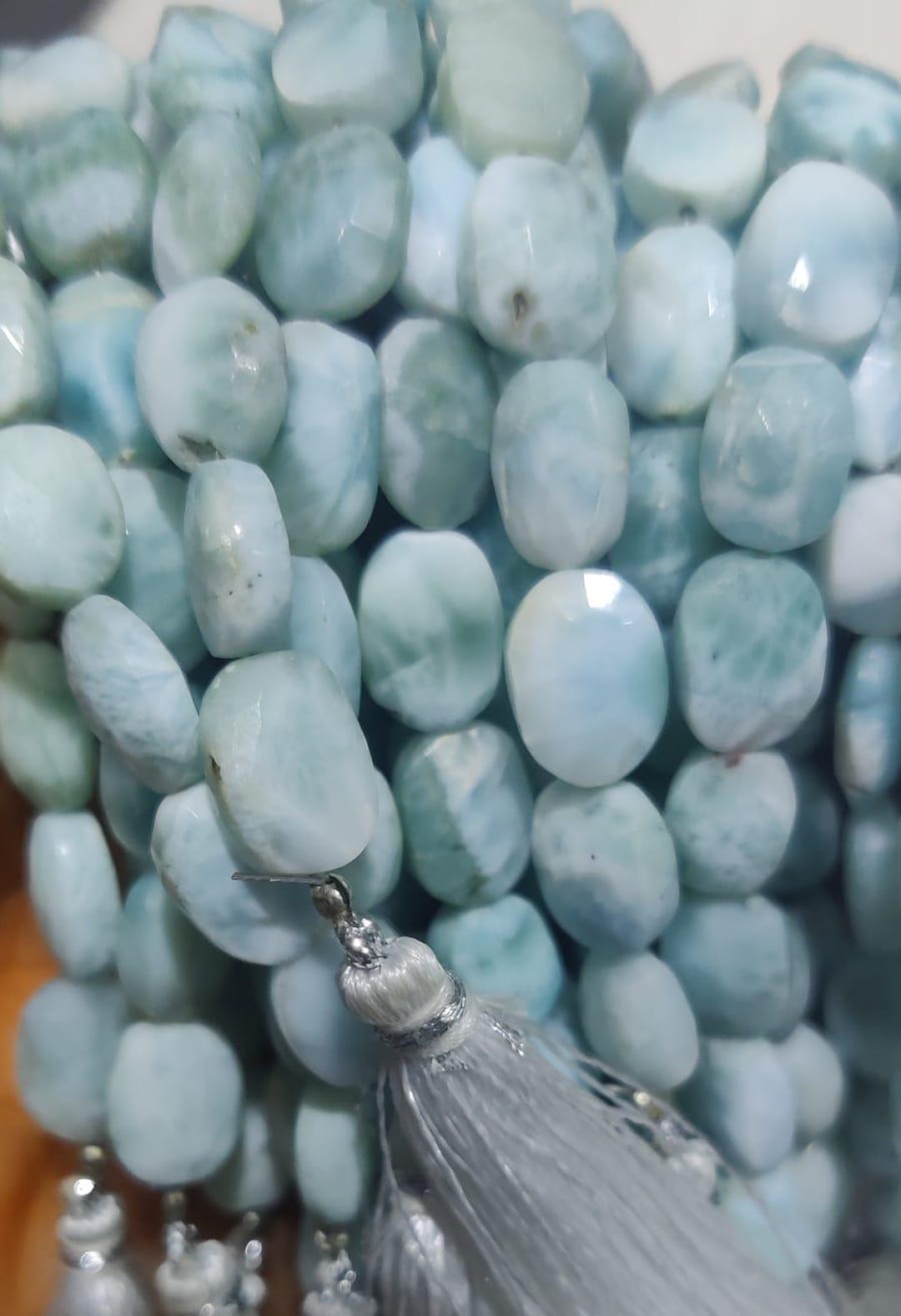 AAA Quality Larimar Faceted Oval Beads | Natural Gemstone Beads ...