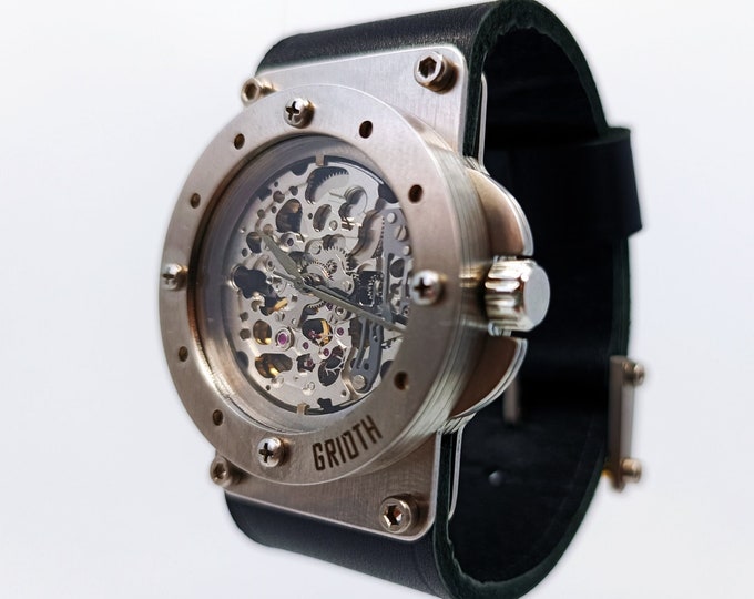 Automatic Wrist Watch, Industrial, Minimalist Style Timepiece, Diam ...