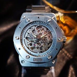 Big Custom Mens Watch. XL Diam 45mm Mechanical Automatic Skeleton ...