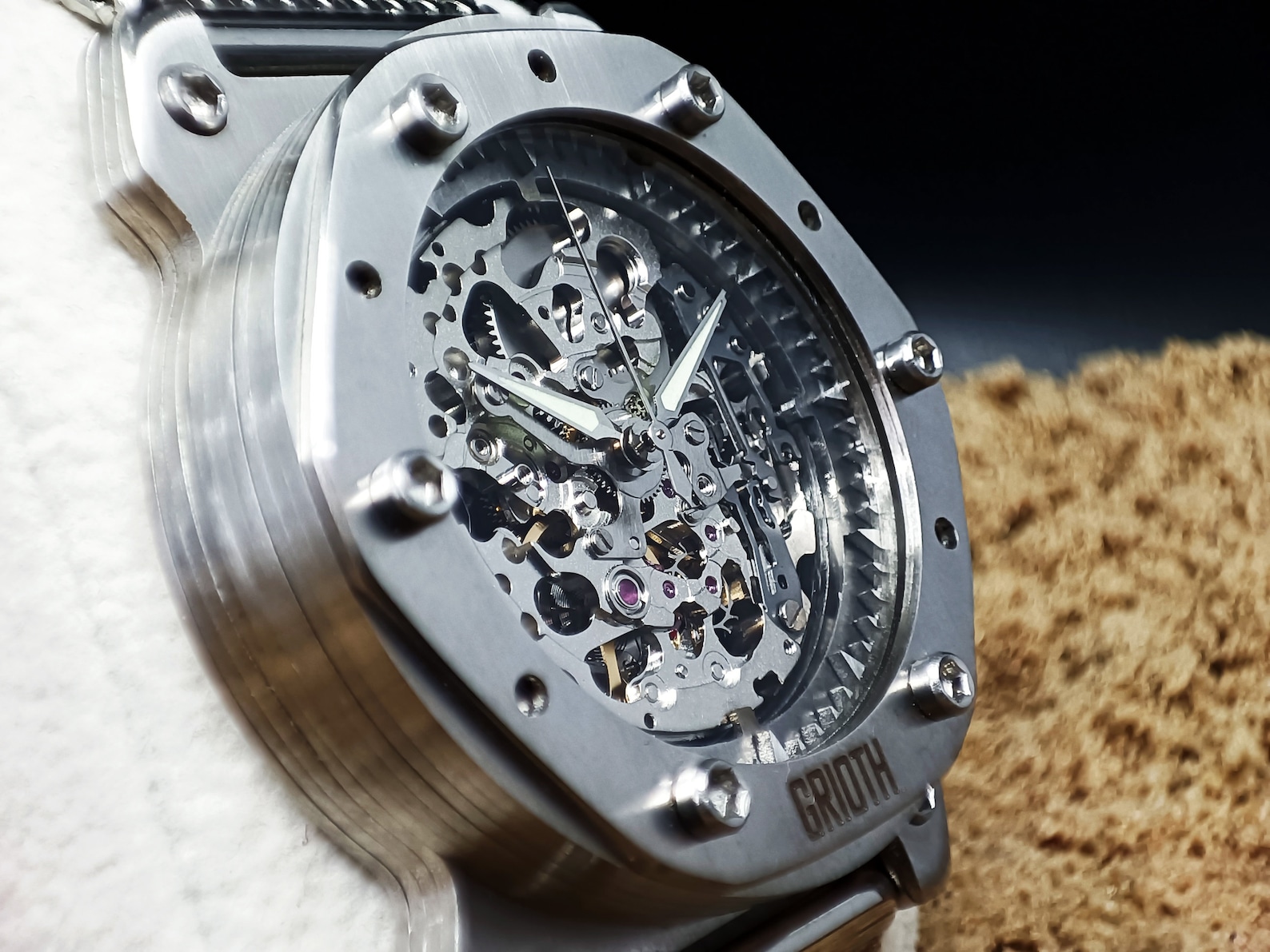 Unusual Watch for Man. Mechanical Automatic Skeleton Movement. Silver ...