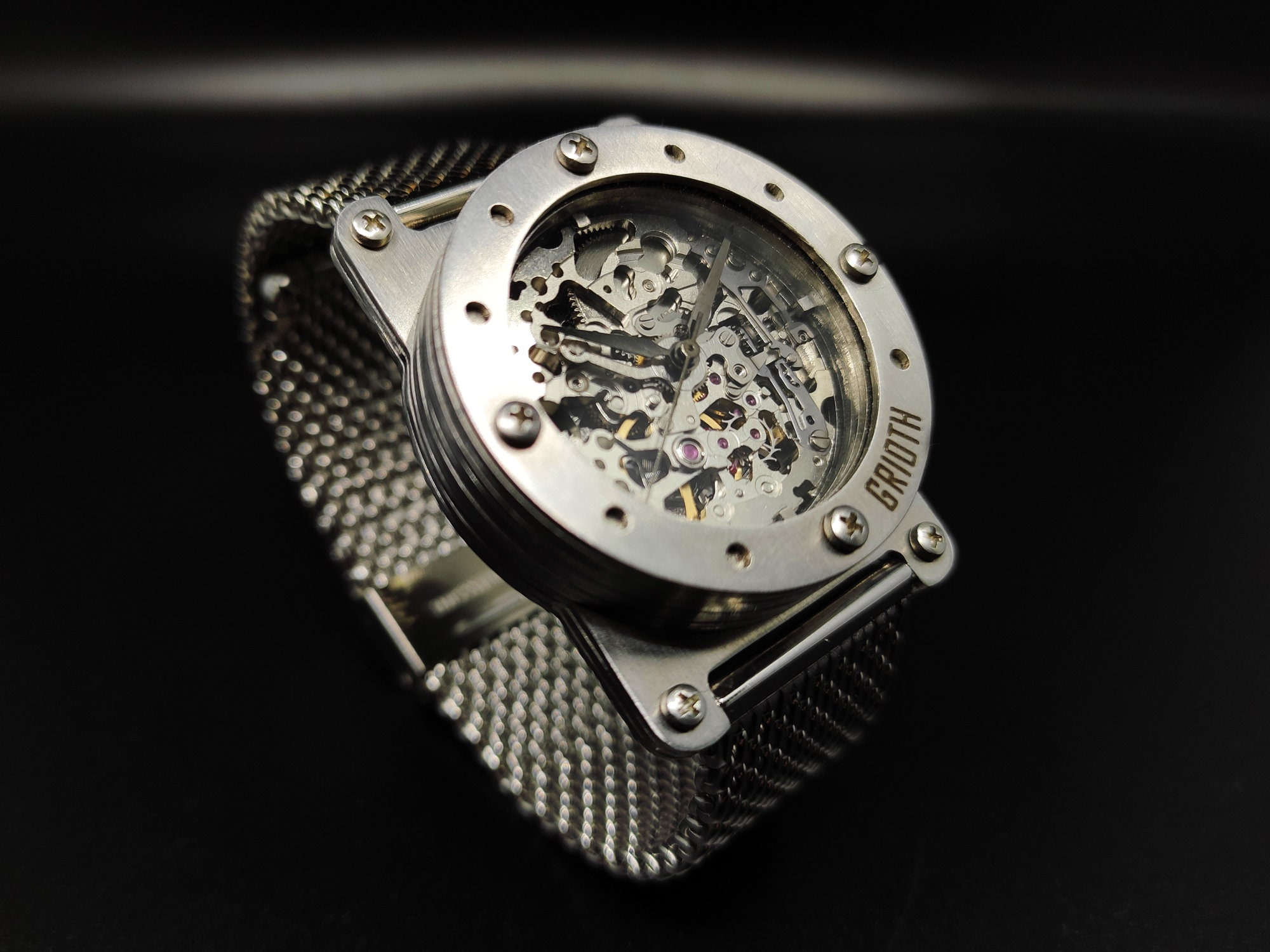 Industrial Mechanical Automatic Watch. Size M - Diam. 36mm. Skeleton ...
