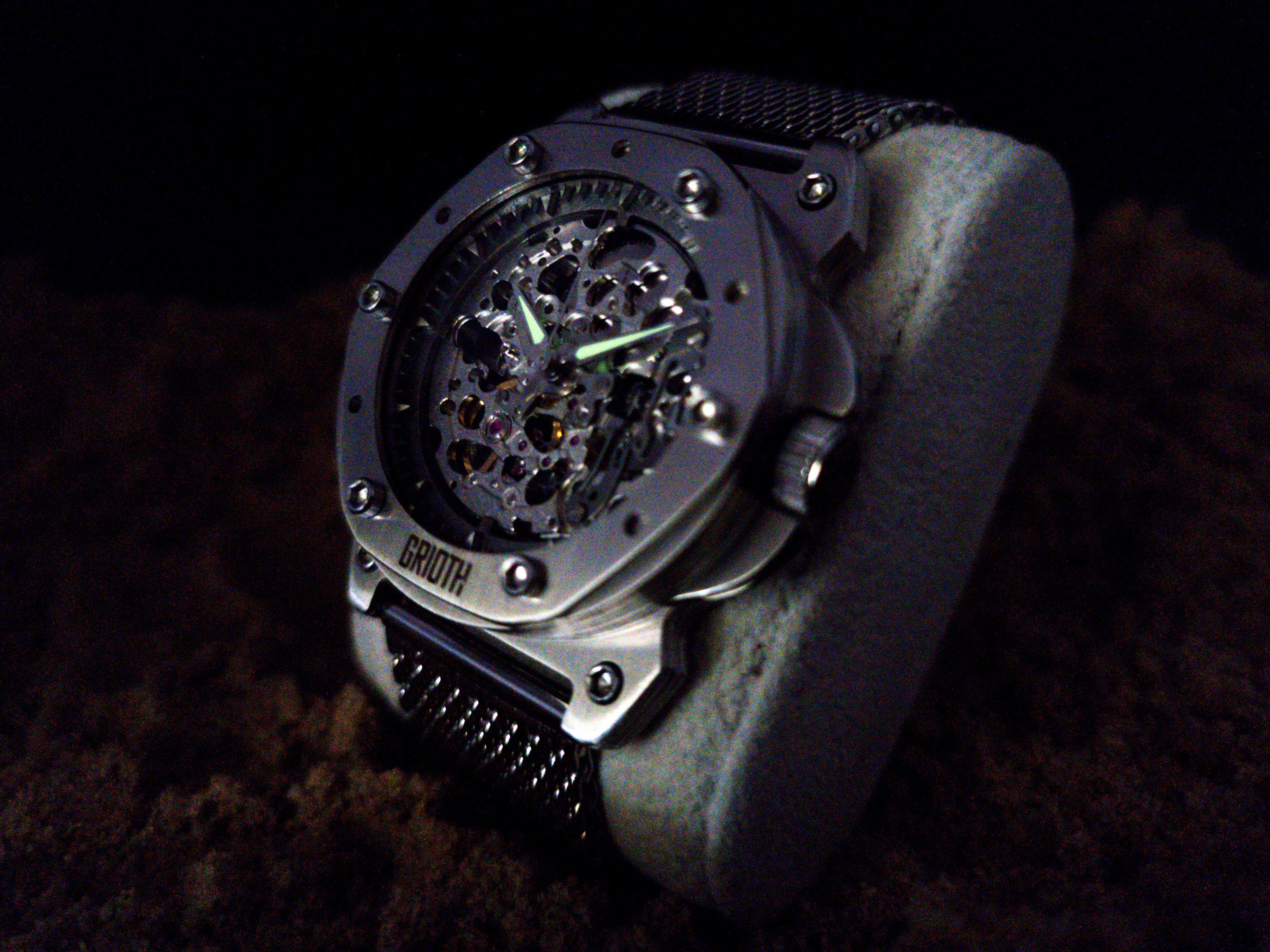 Unusual Watch for Man. Mechanical Automatic Skeleton Movement. Silver ...