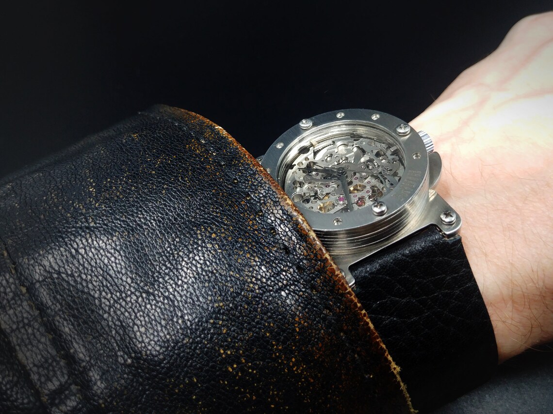 Industrial Mechanical Automatic Watch. Case Size M - 36mm. Skeleton ...