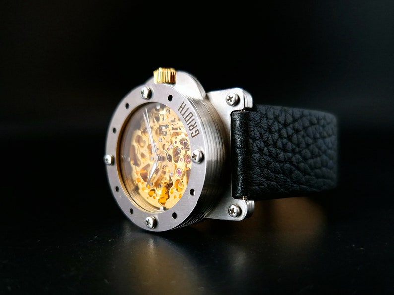 Industrial Mechanical Automatic Watch. Size M - Diameter 36mm. Skeleton ...