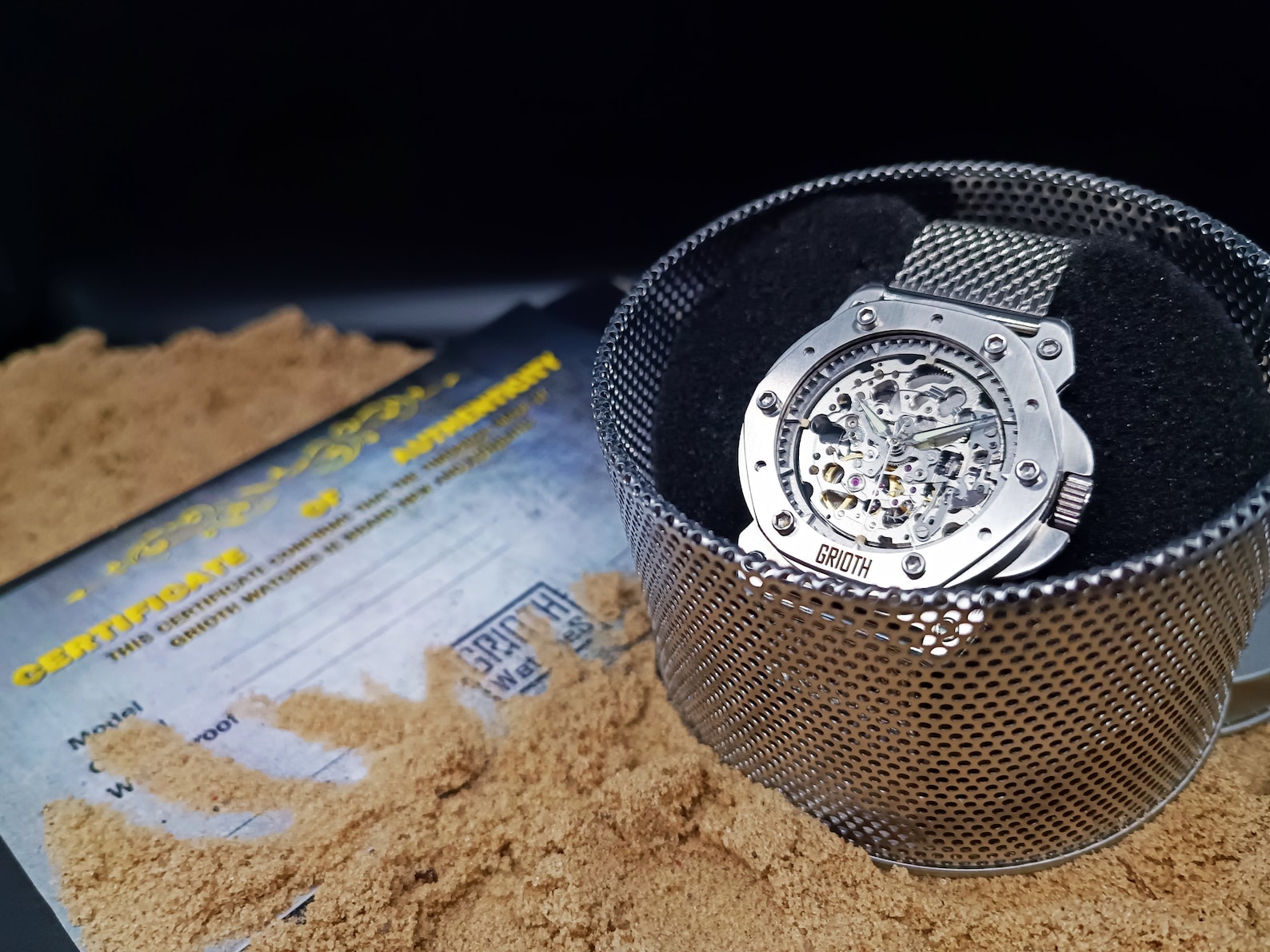 Unusual Watch for Man. Mechanical Automatic Skeleton Movement. Silver ...