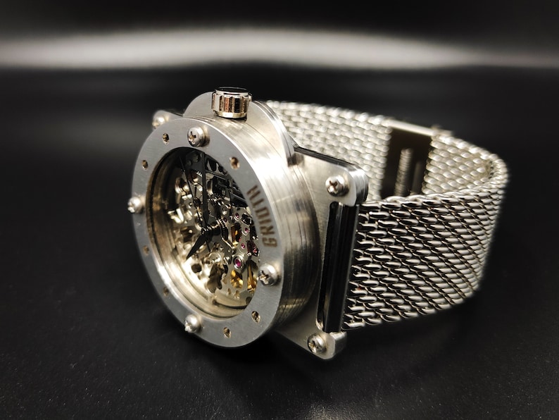 Industrial Mechanical Automatic Watch. Size M - Diam. 36mm. Skeleton ...
