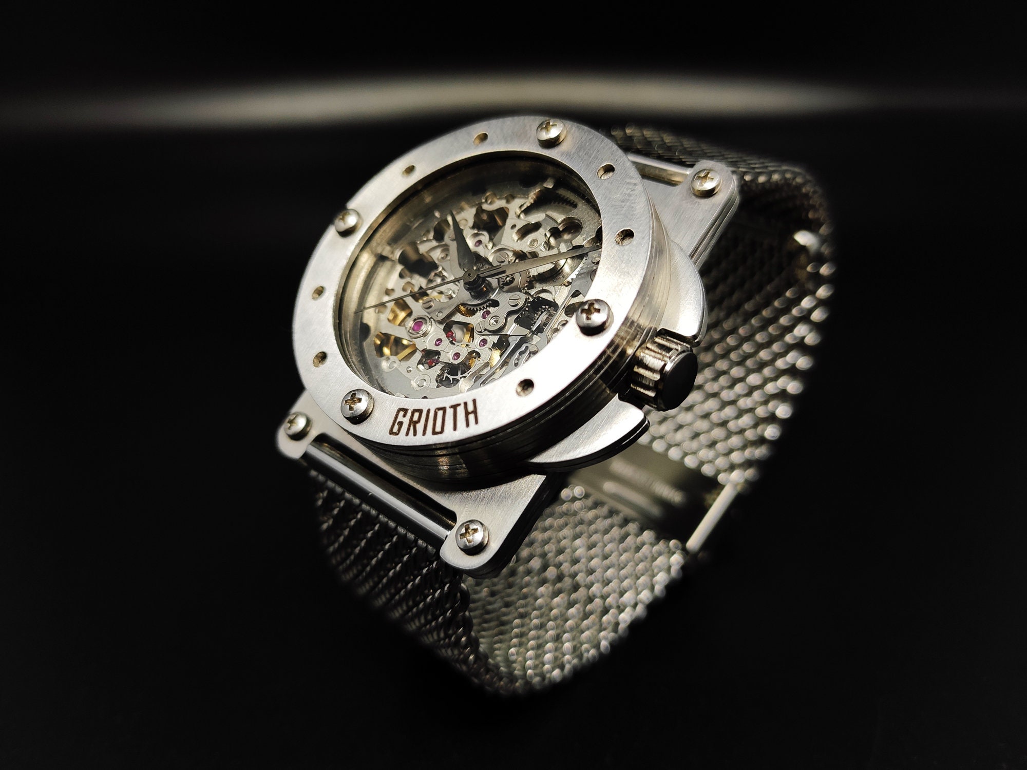 Industrial Mechanical Automatic Watch. Size M - Diam. 36mm. Skeleton ...