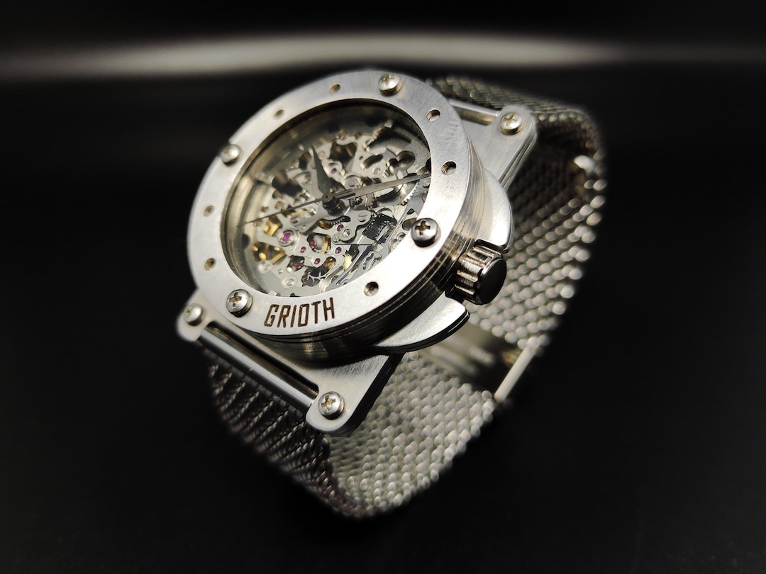 Industrial Mechanical Automatic Watch. Size M - Diam. 36mm. Skeleton ...