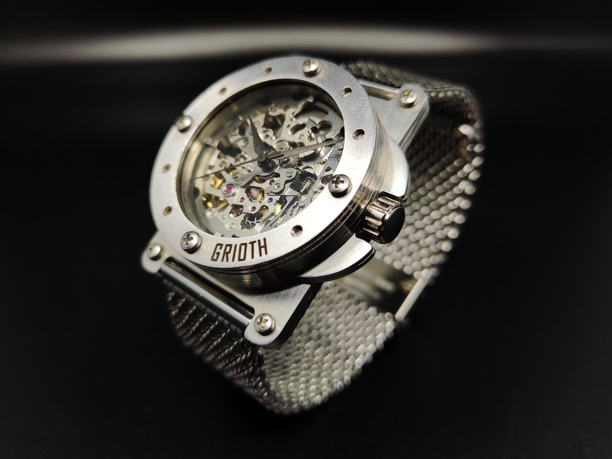 Industrial Mechanical Automatic Watch. Size M - Diam. 36mm. Skeleton ...