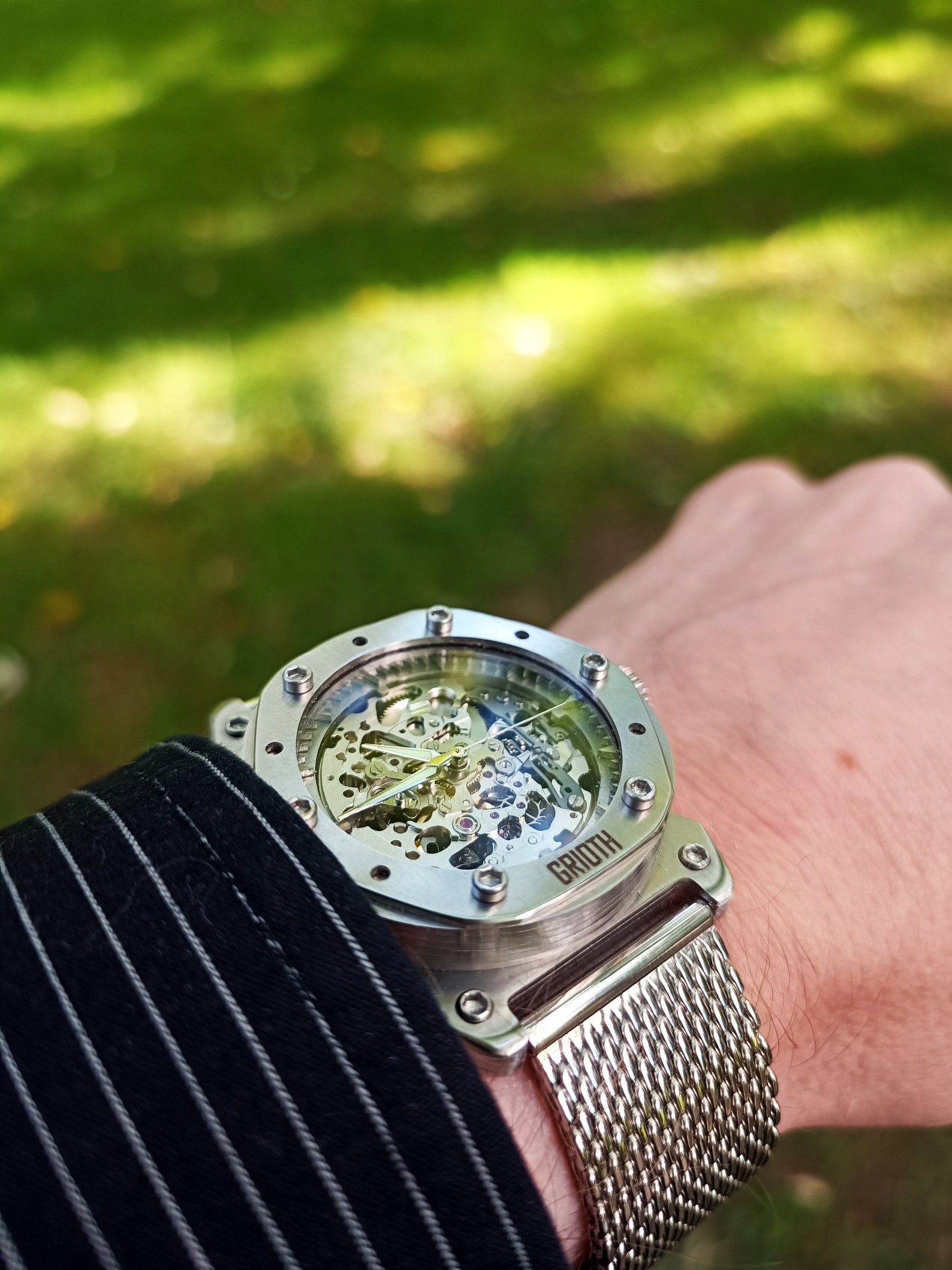 Unusual Watch for Man. Mechanical Automatic Skeleton Movement. Silver ...