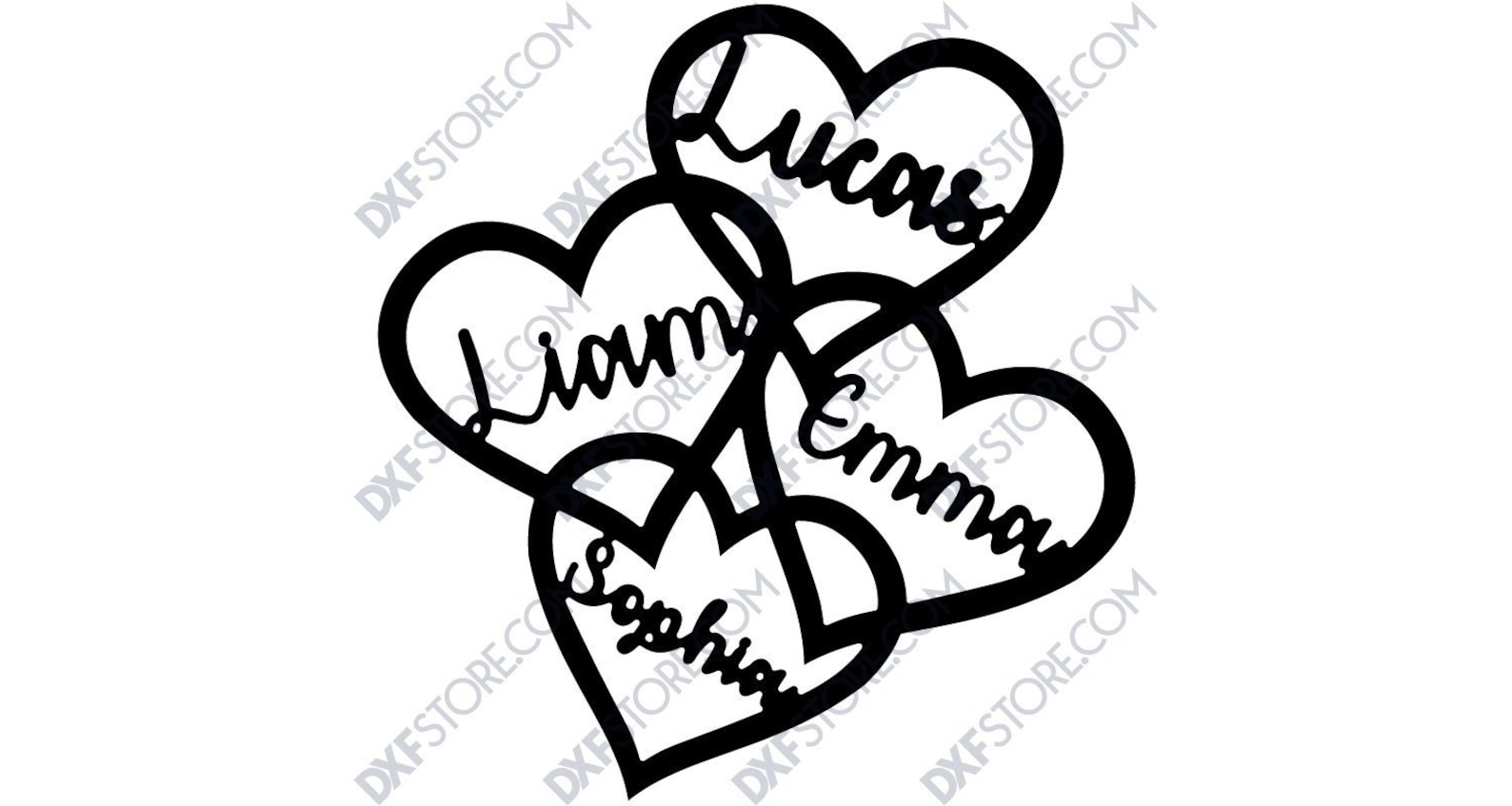 Ornamental Hearts With Personalized Laser Cut Names -dxf Digital ...