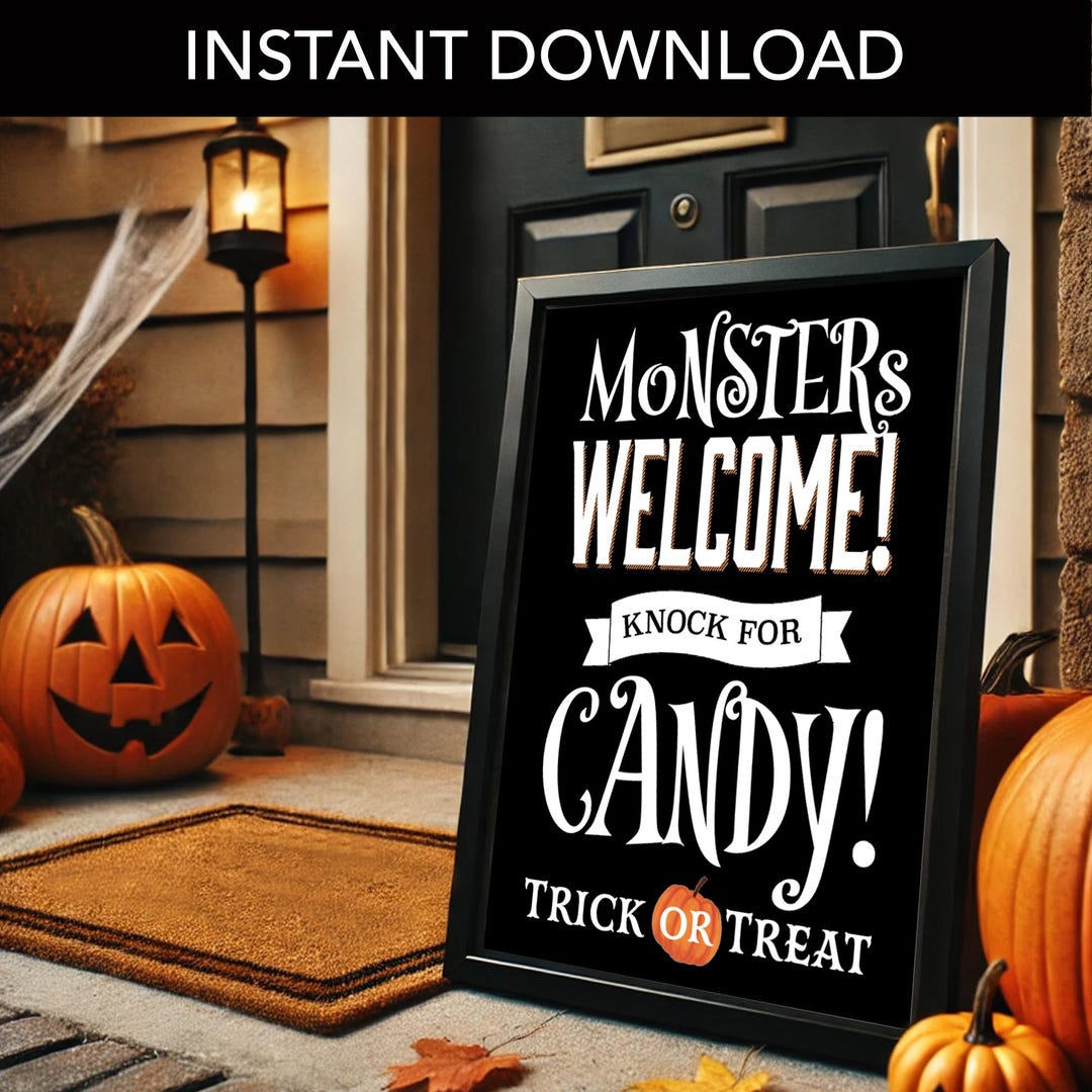 Halloween Welcome Sign: Trick or Treat Porch Decor (digital Download ...