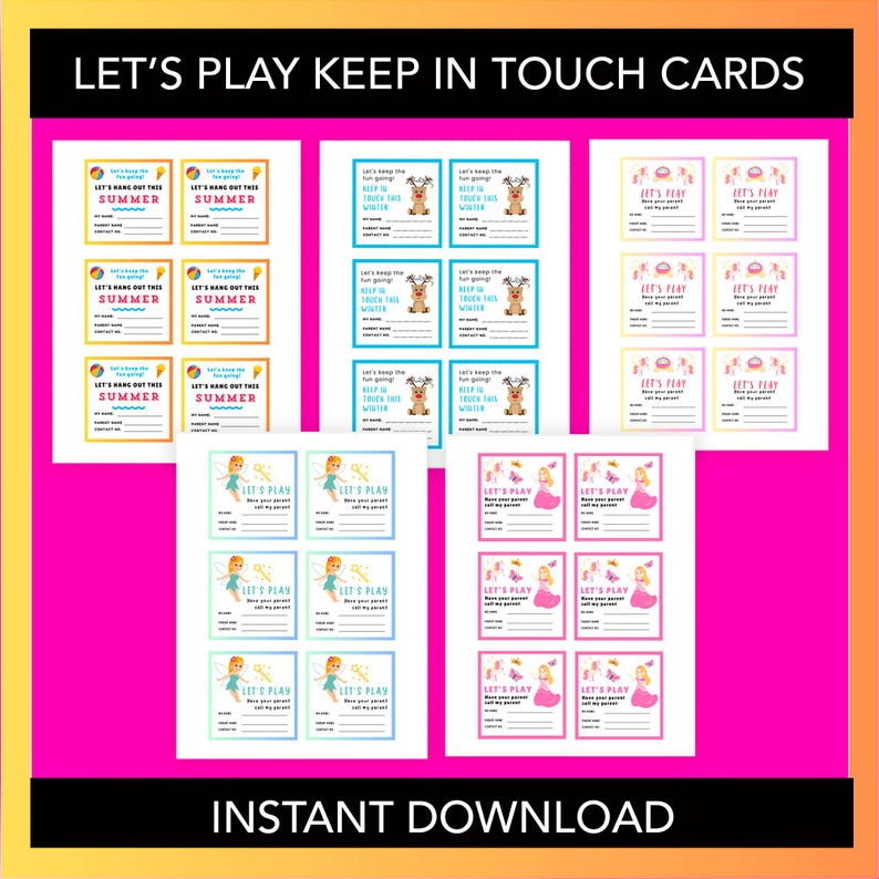 Printable Let's Play Kids Playdate Calling Cards - Etsy