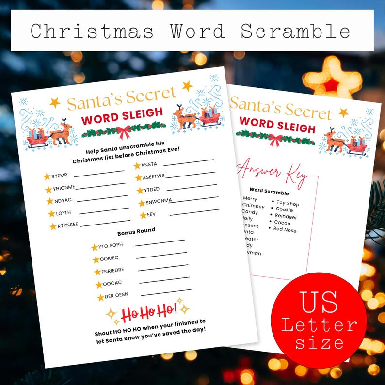 Santa's Secret Word Scramble - Printable PDF - Etsy