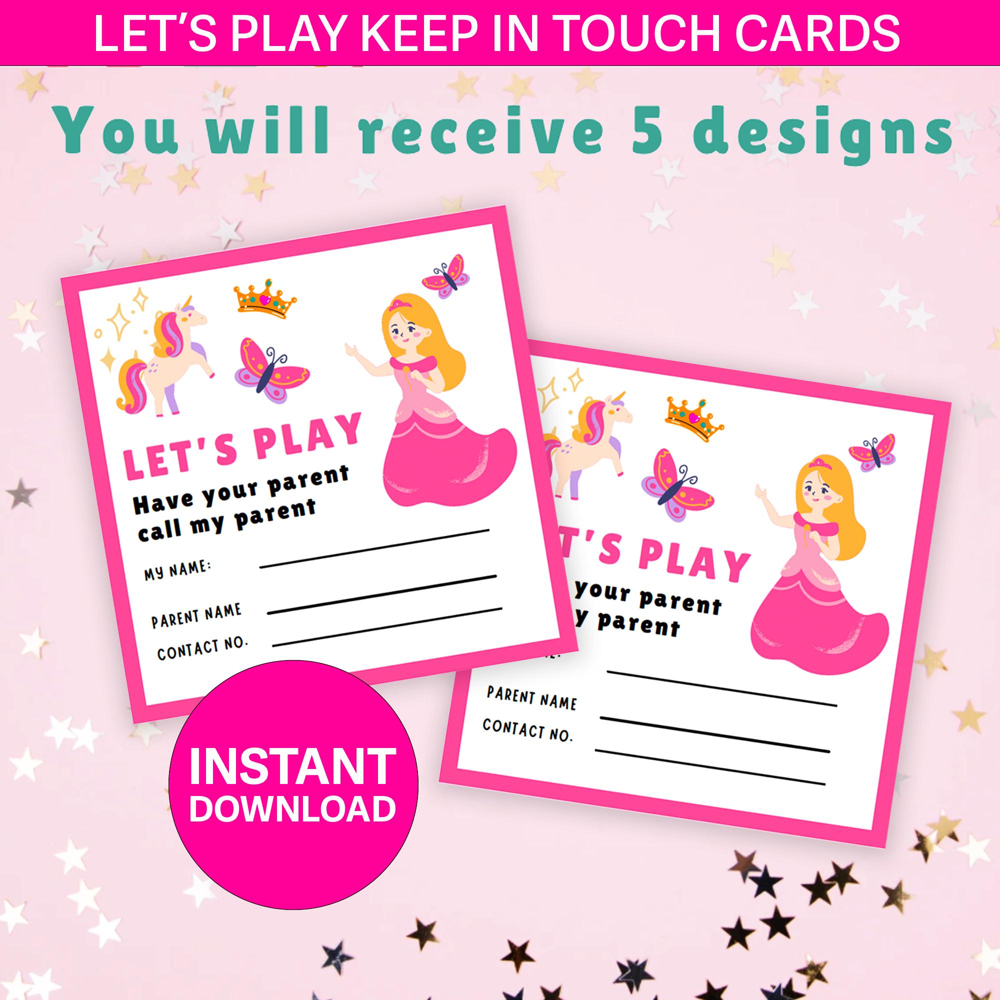 Printable Let's Play Kids Playdate Calling Cards - Etsy
